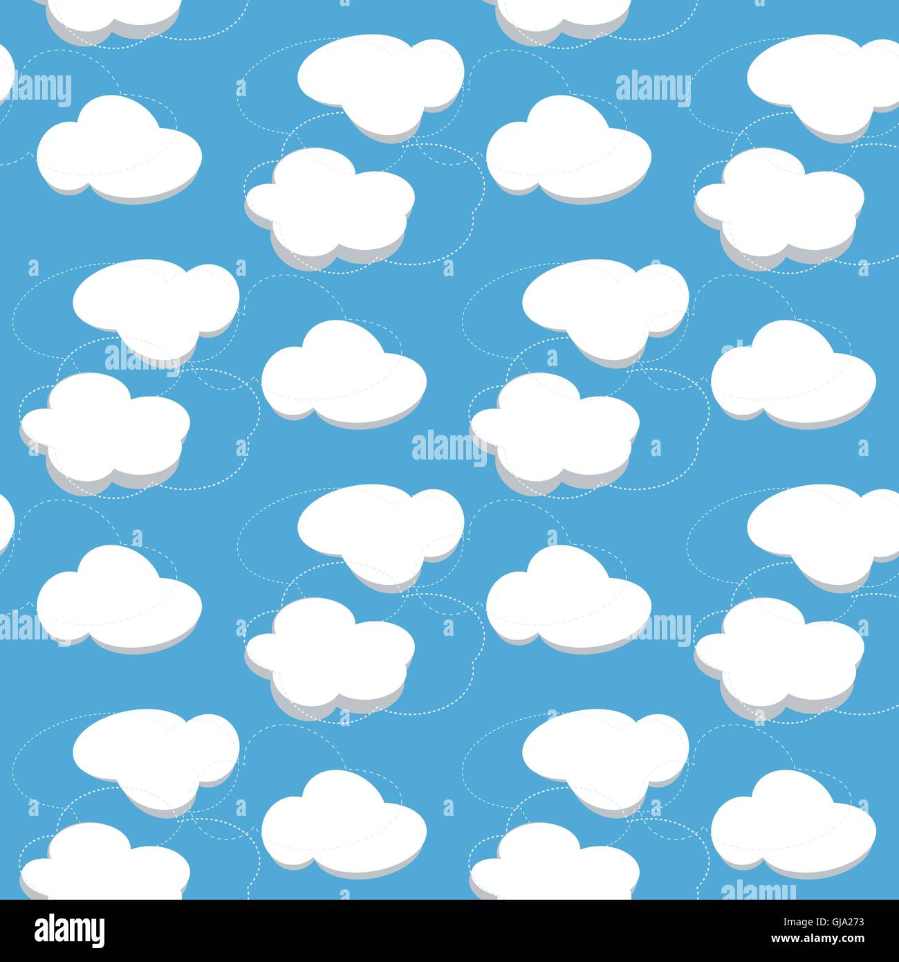 Seamless abstract wave and clouds hand drawn pattern. Vector pattern in ...