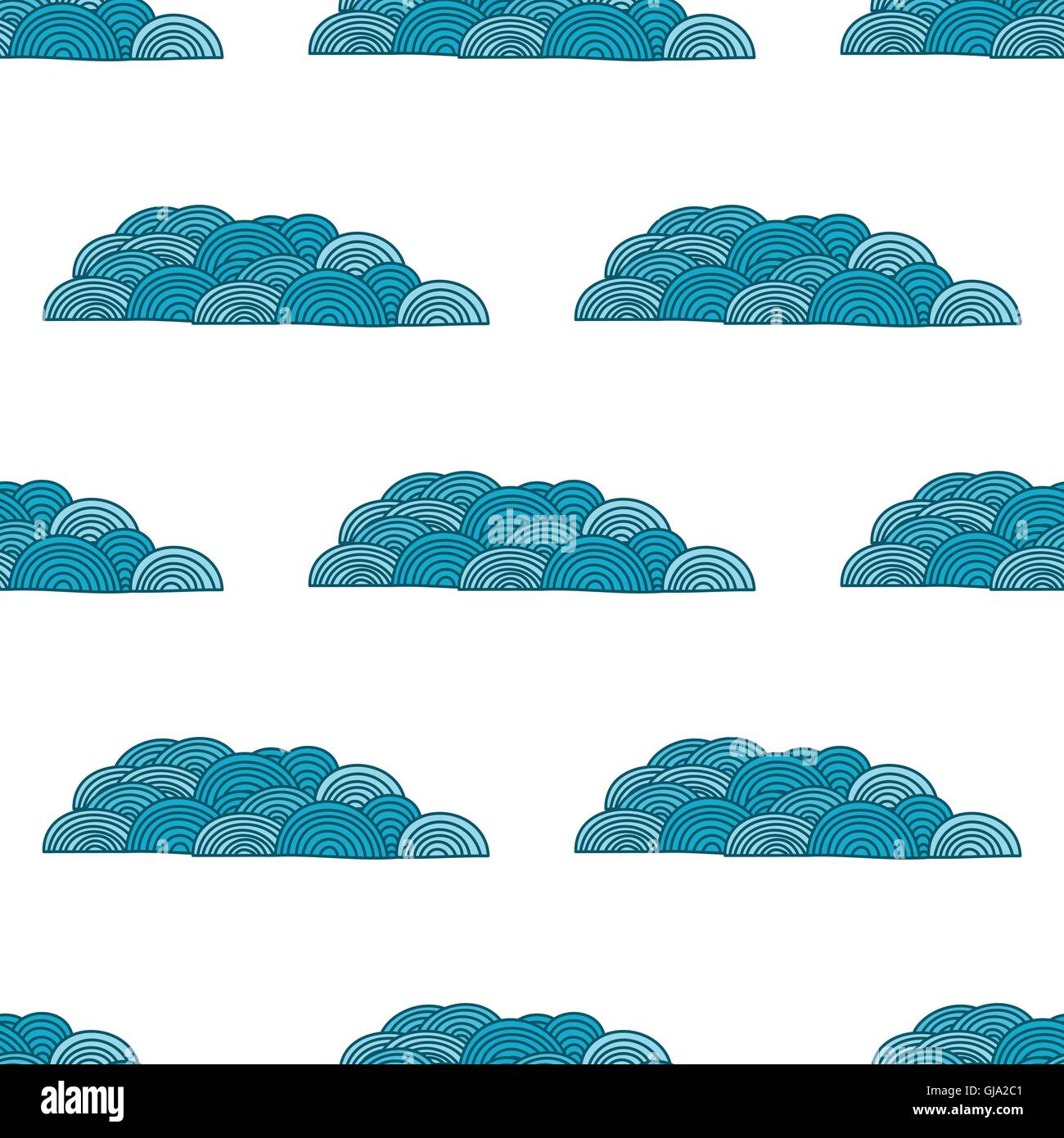 Seamless abstract wave and clouds hand drawn pattern. Vector pattern in ...