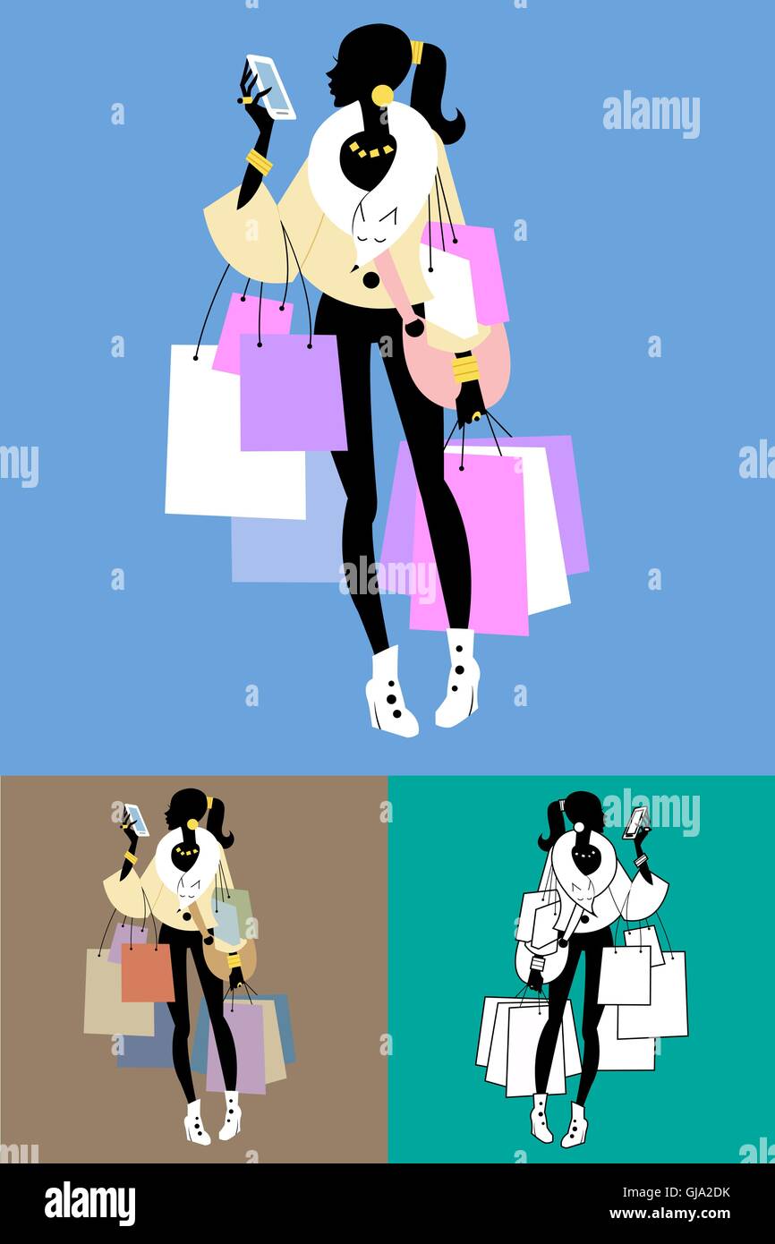 Woman shopaholic Stock Vector Images - Alamy