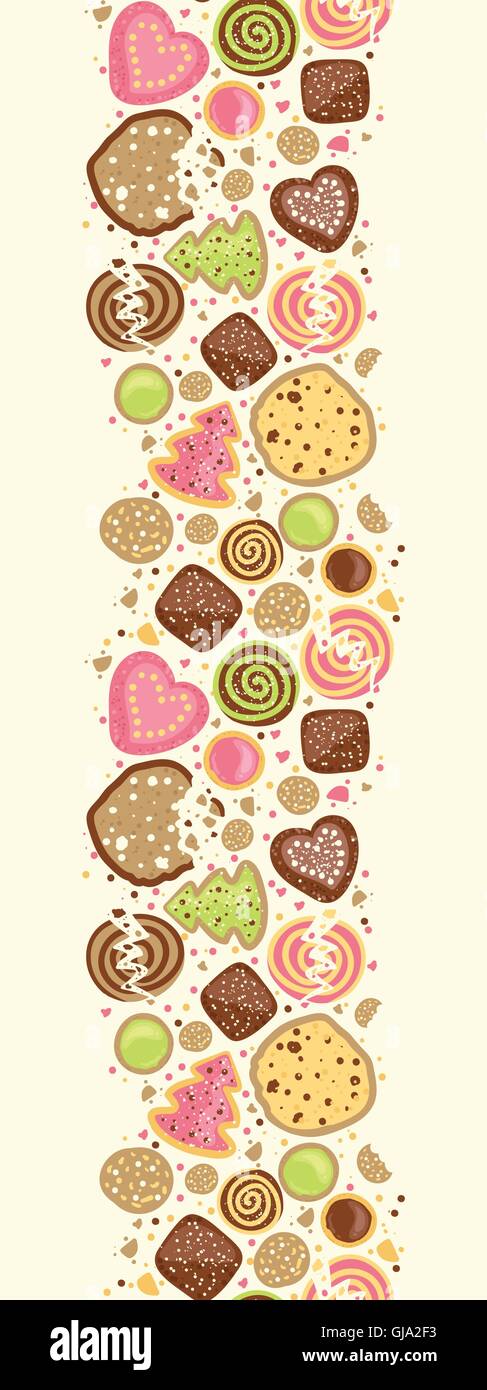 Colorful cookies vertical seamless pattern background border Stock ...