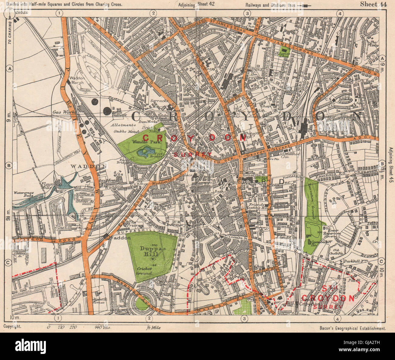 CROYDON. Waddon Addiscombe Duppas Hill South London. BACON, 1938 ...