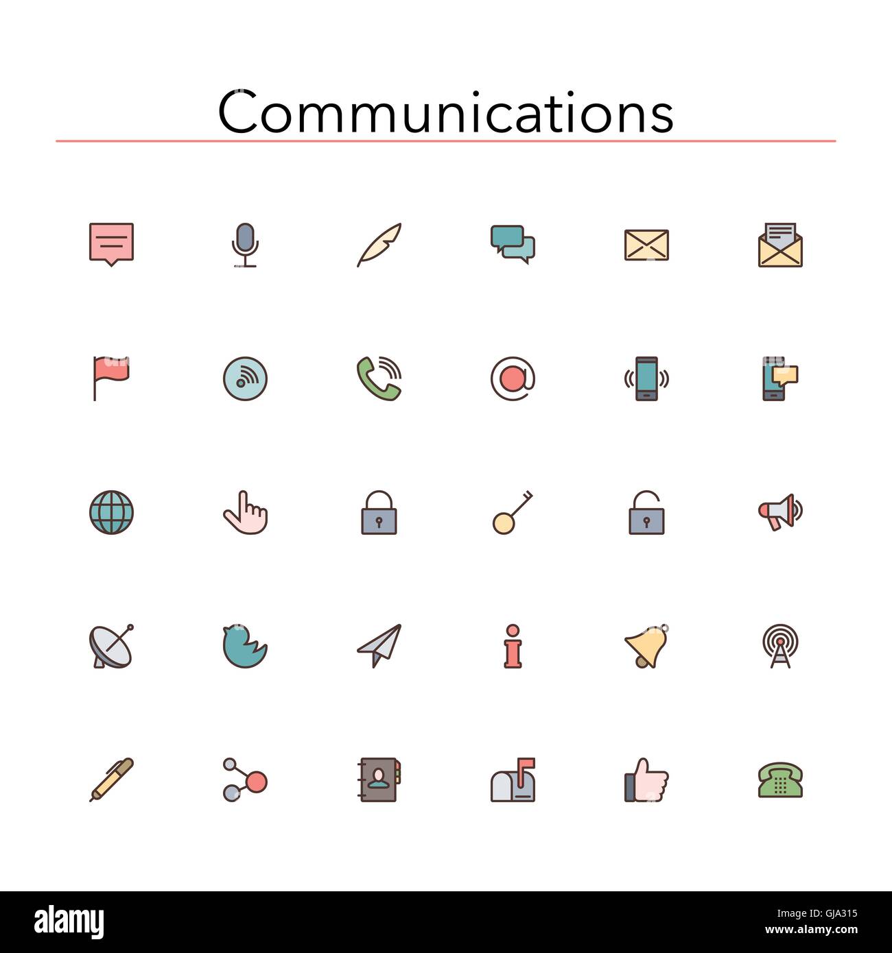 Communications Colored Line Icons Stock Vector Image & Art - Alamy