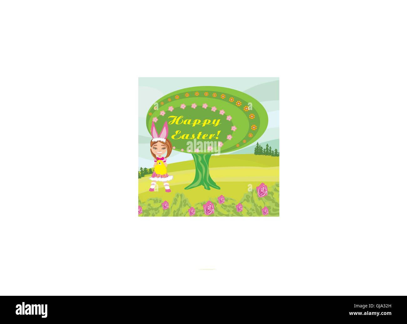 Cute bunny in grass Stock Vector Images - Alamy