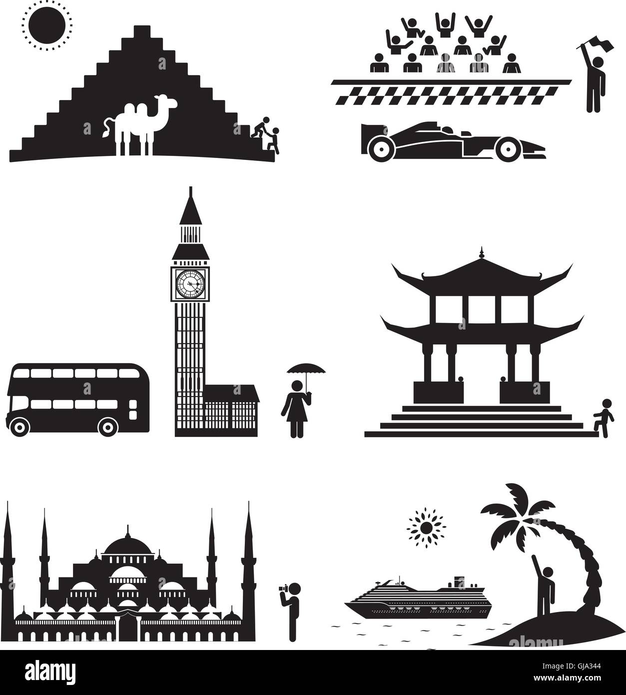 Vector travel landmarks icons hi-res stock photography and images - Alamy