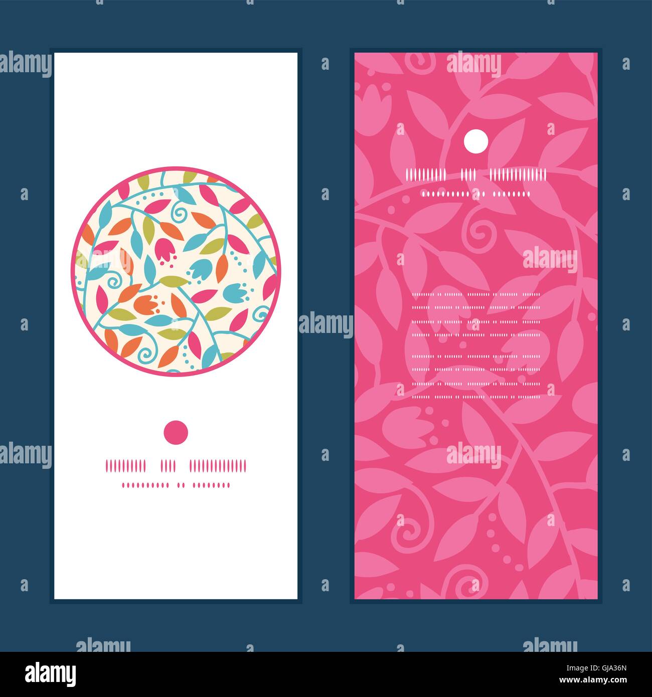 Vector colorful branches vertical round frame pattern invitation Stock ...