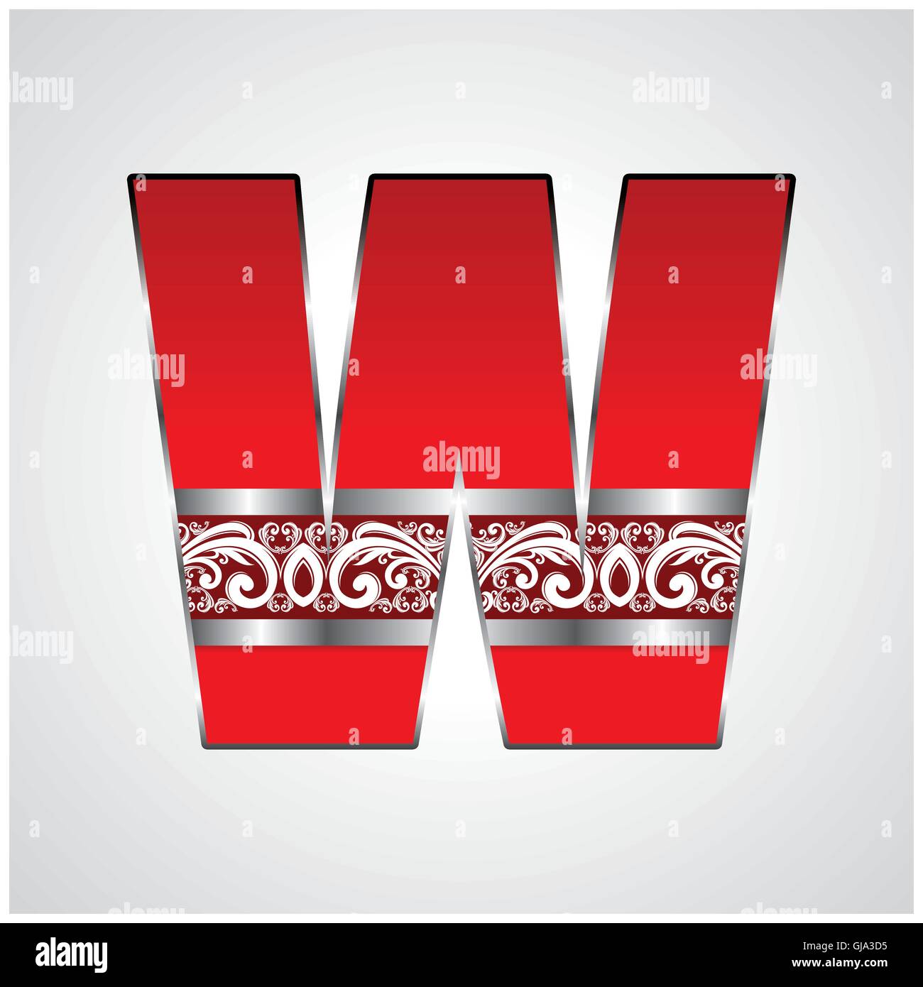 Red Silver Decorative Alphabet Stock Vector Image & Art - Alamy
