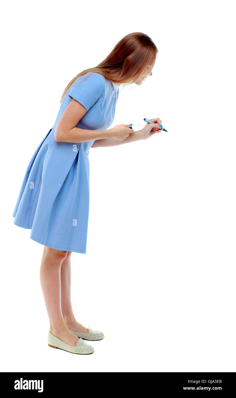 back view of writing beautiful woman Stock Photo - Alamy