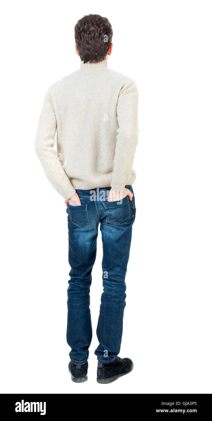 Back view of man . Standing young guy Stock Photo - Alamy