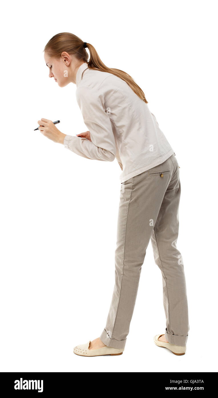 back view of writing beautiful woman Stock Photo - Alamy