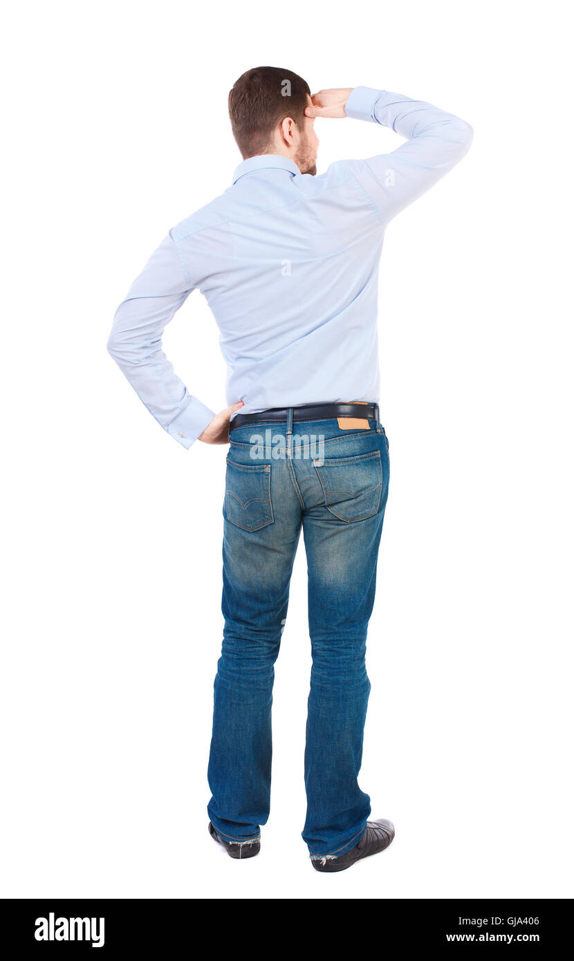 Back view of man . Standing young guy Stock Photo - Alamy