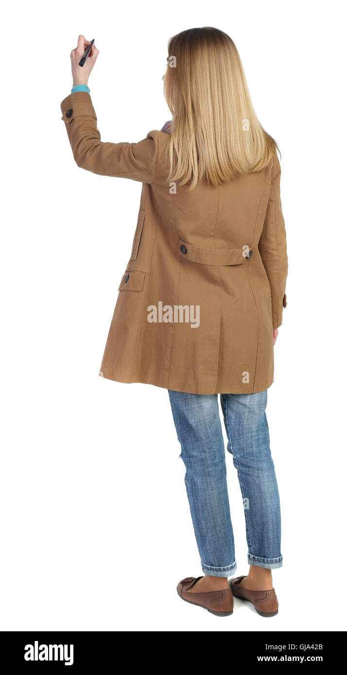 back view of writing beautiful woman Stock Photo - Alamy