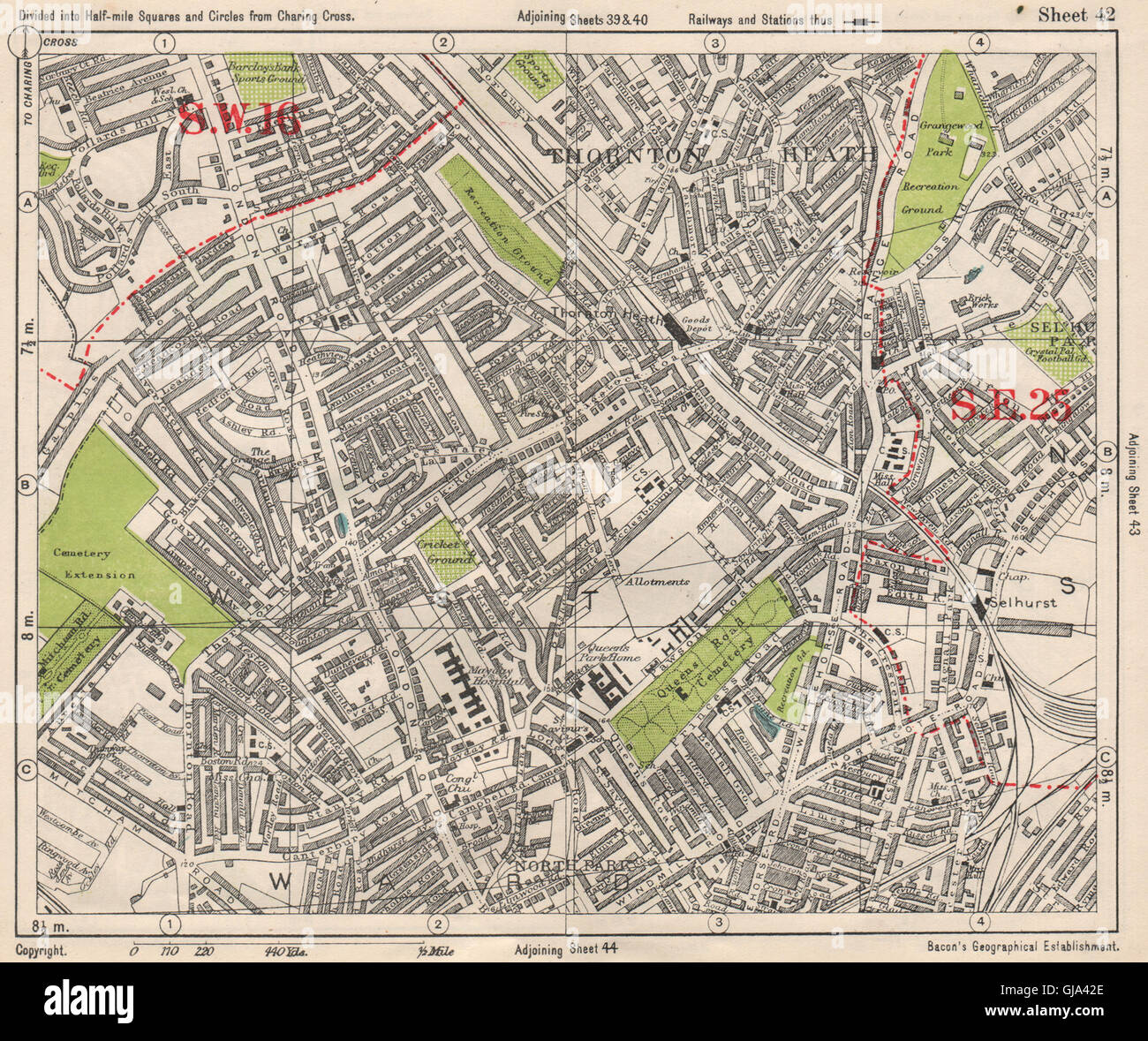 SOUTH LONDON. Thornton Heath Broad Green Selhurst. BACON, 1933 vintage ...