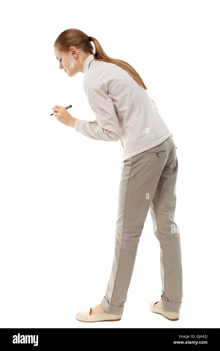 back view of writing beautiful woman Stock Photo - Alamy