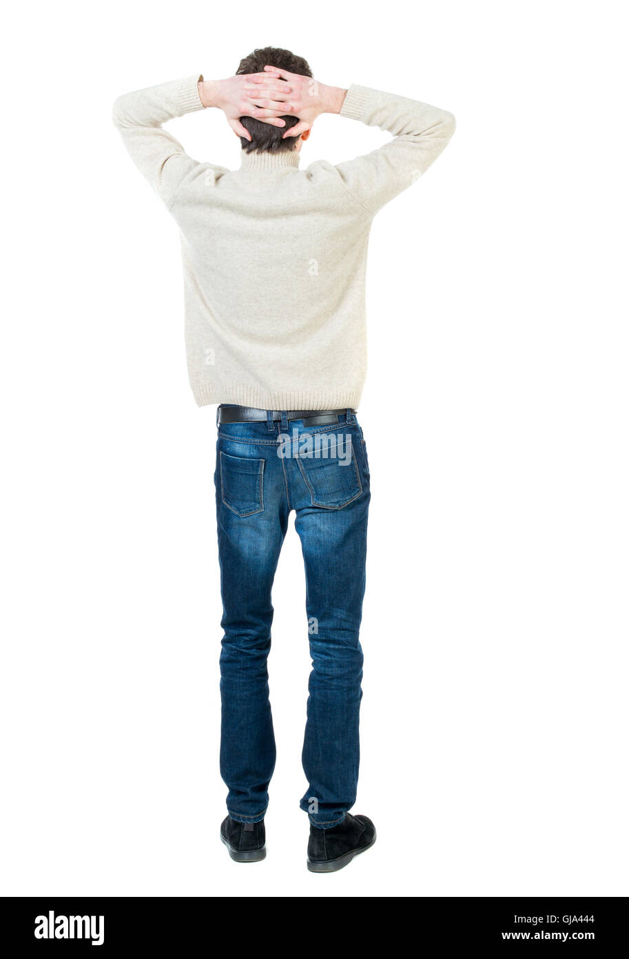 Back view of man . Standing young guy Stock Photo - Alamy