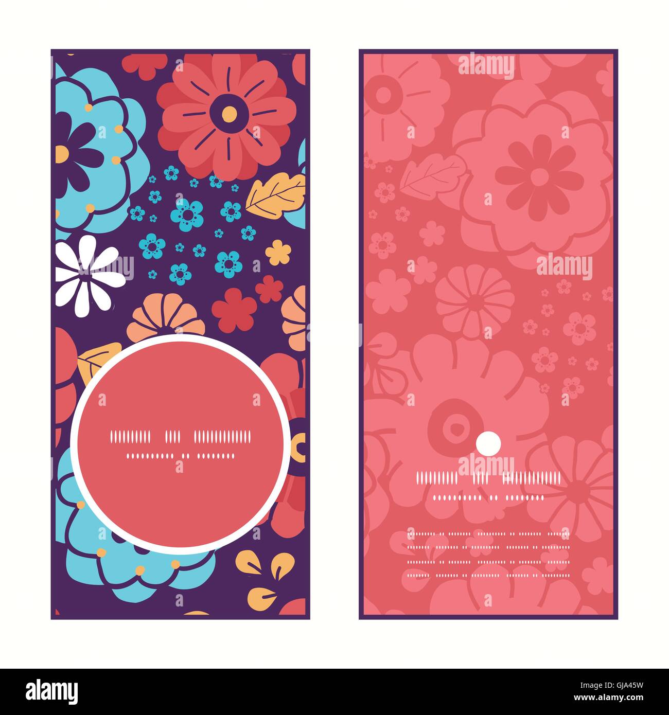 Vector colorful bouquet flowers vertical round frame pattern invitation ...