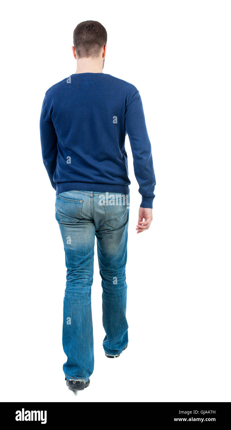 Back view of going handsome man Stock Photo - Alamy