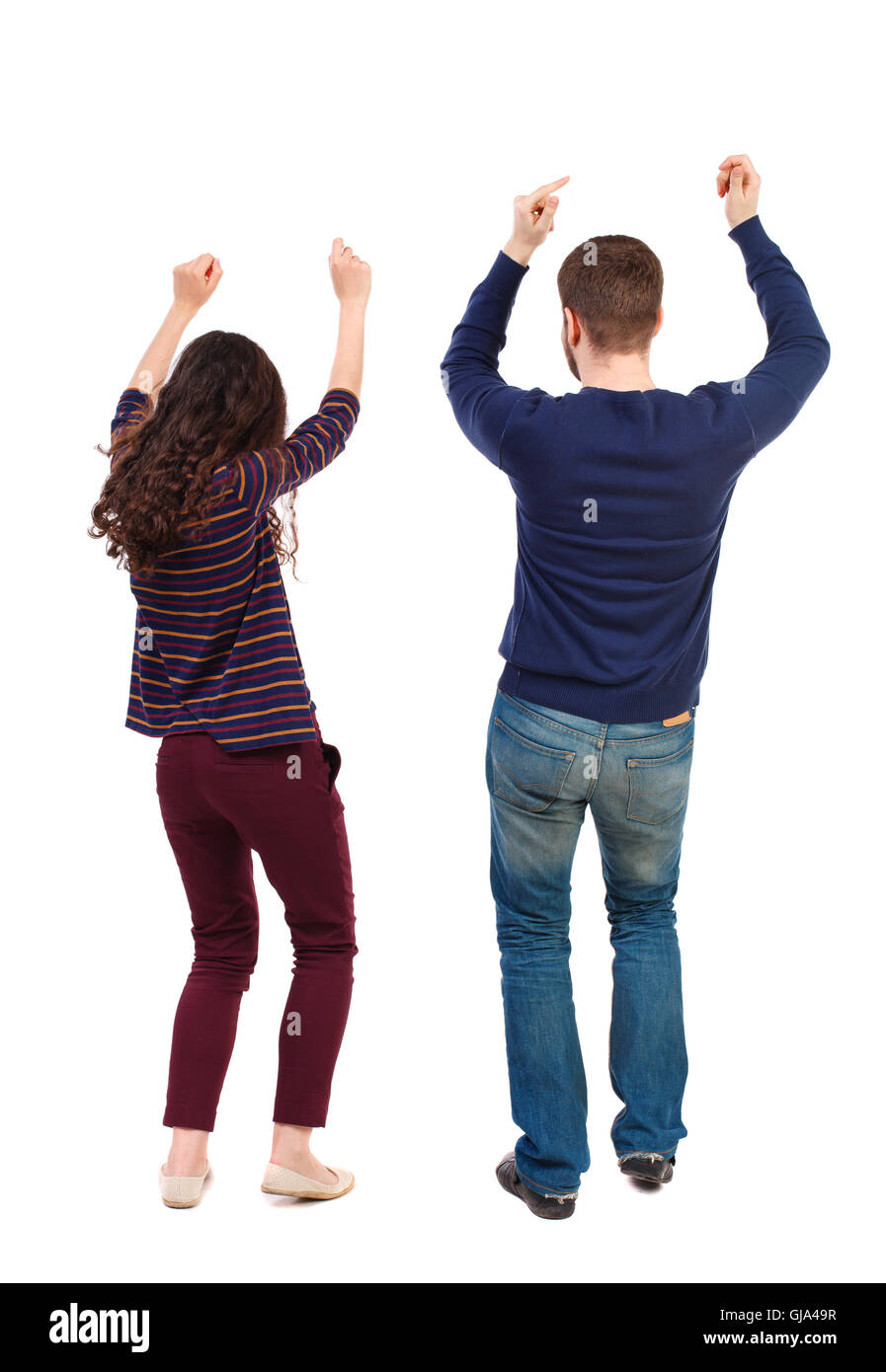 Back view of dancing young couple. Dance party Stock Photo - Alamy