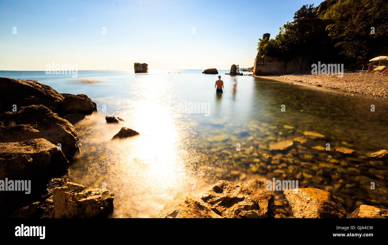 sunset in the gulf of Trieste Stock Photo - Alamy