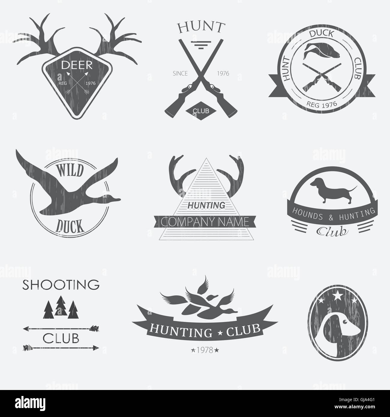 Set of vintage hunting labels and design elements Stock Vector Image ...