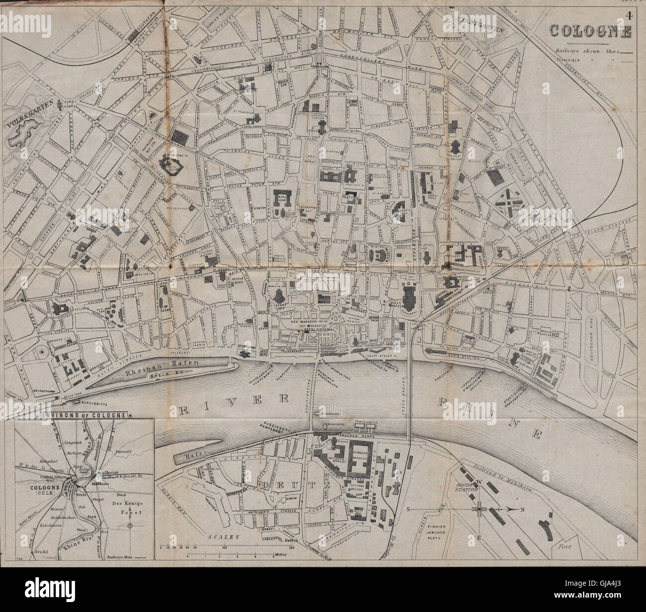 COLOGNE KOLN KÖLN. Antique town plan. City map. Germany. BRADSHAW, 1895 ...