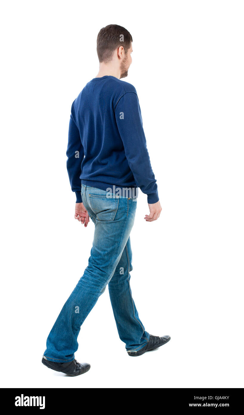 Back view of going handsome man Stock Photo - Alamy