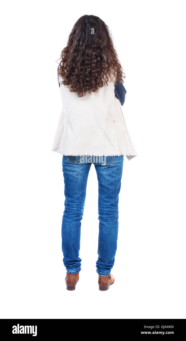 back view of standing young beautiful woman Stock Photo - Alamy