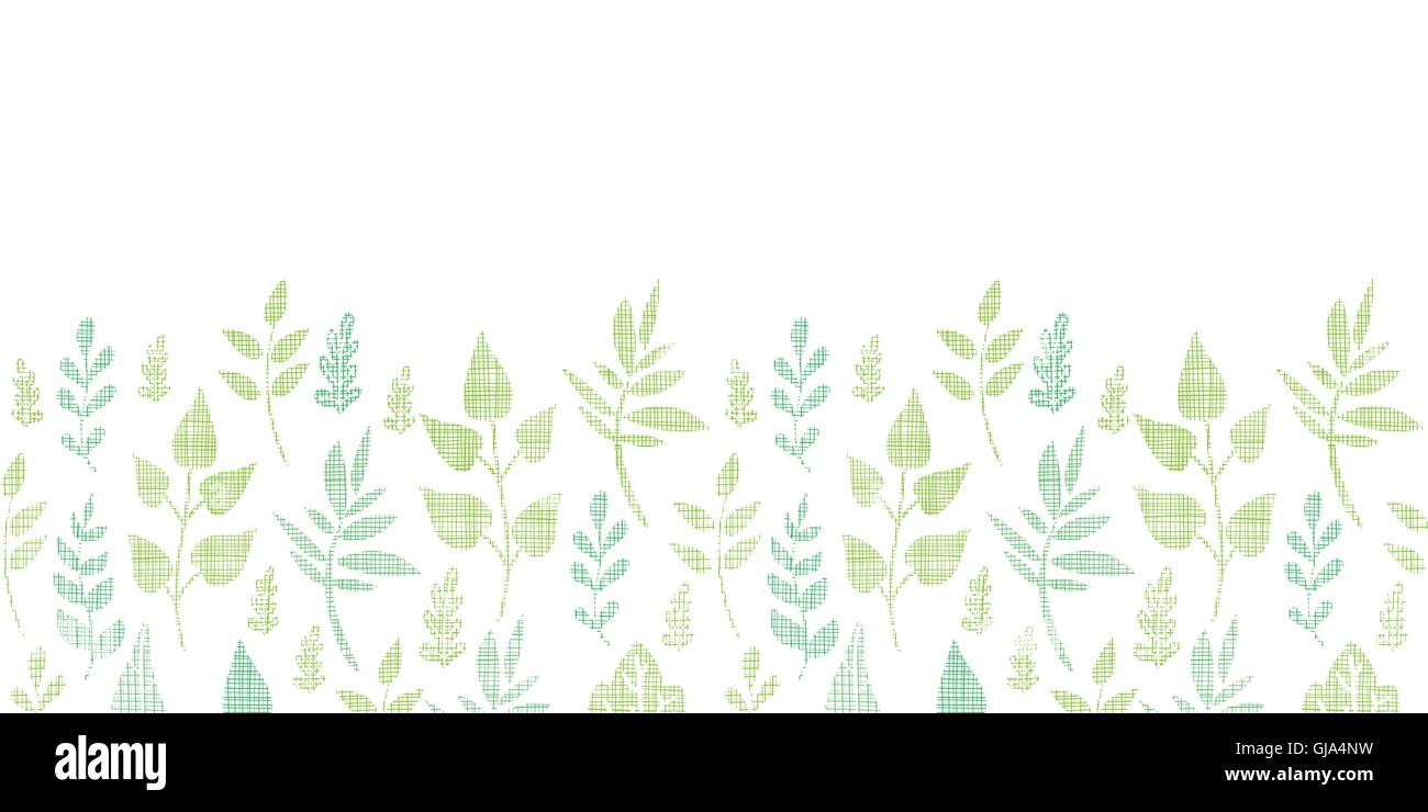 Textile textured spring leaves horizontal border seamless pattern background Stock Vector Image ...