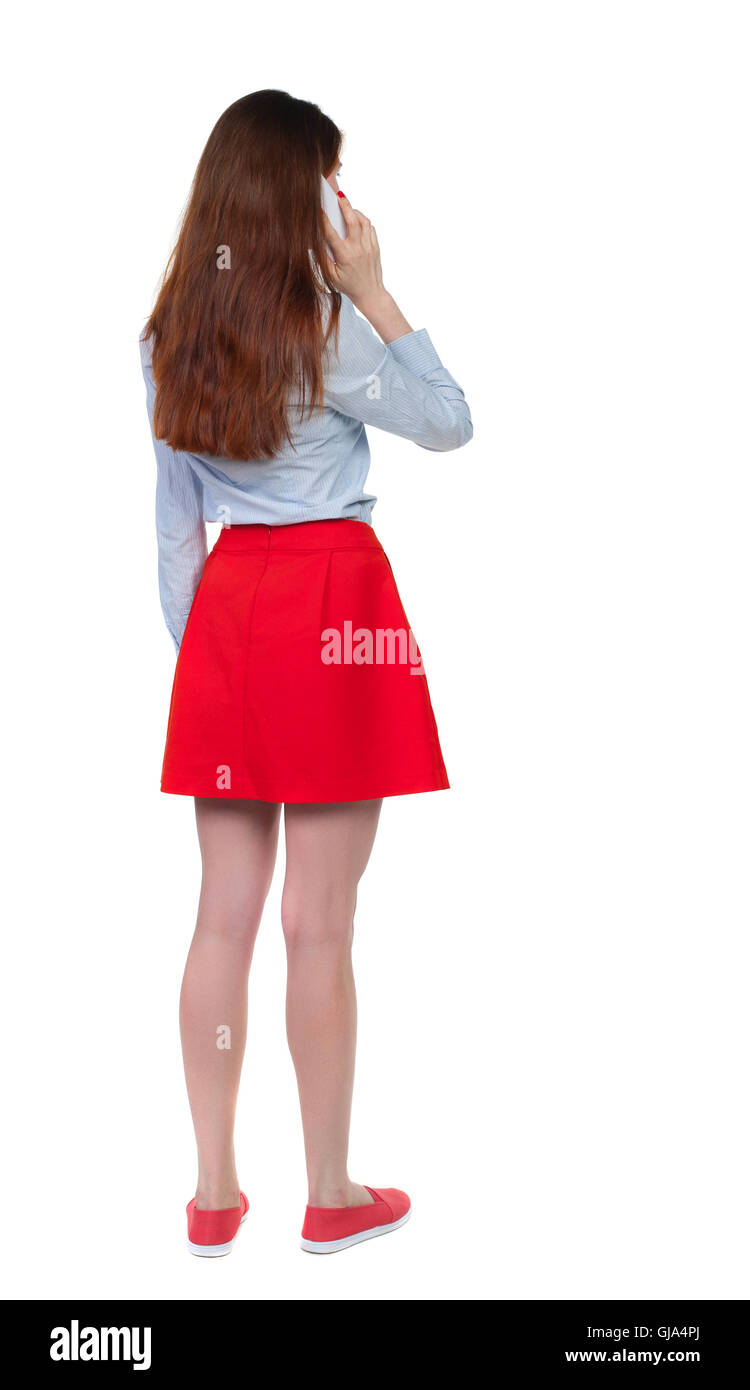 Woman talking on mobile phone back view Cut Out Stock Images & Pictures ...