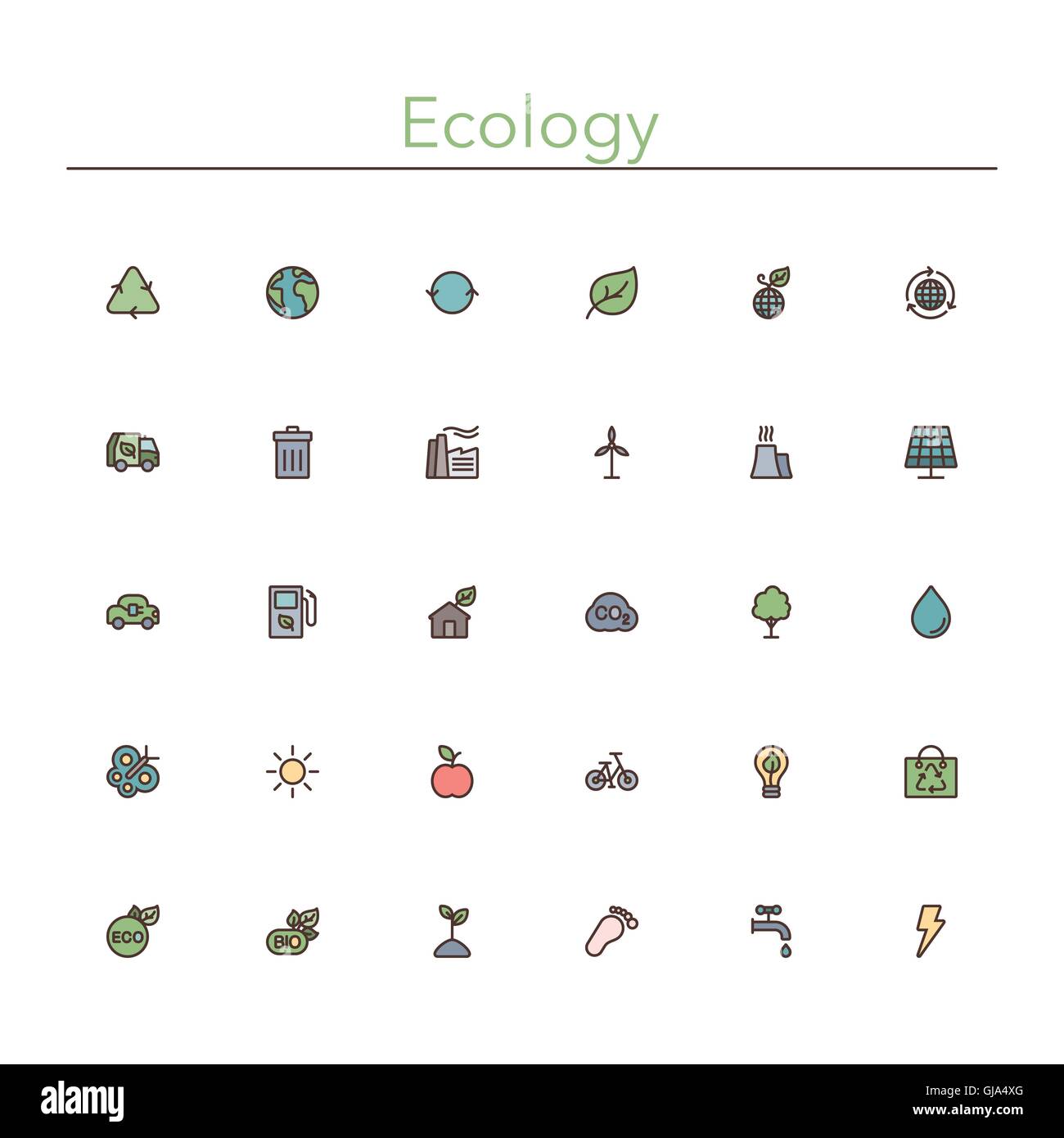 Ecology set line design Cut Out Stock Images & Pictures - Alamy