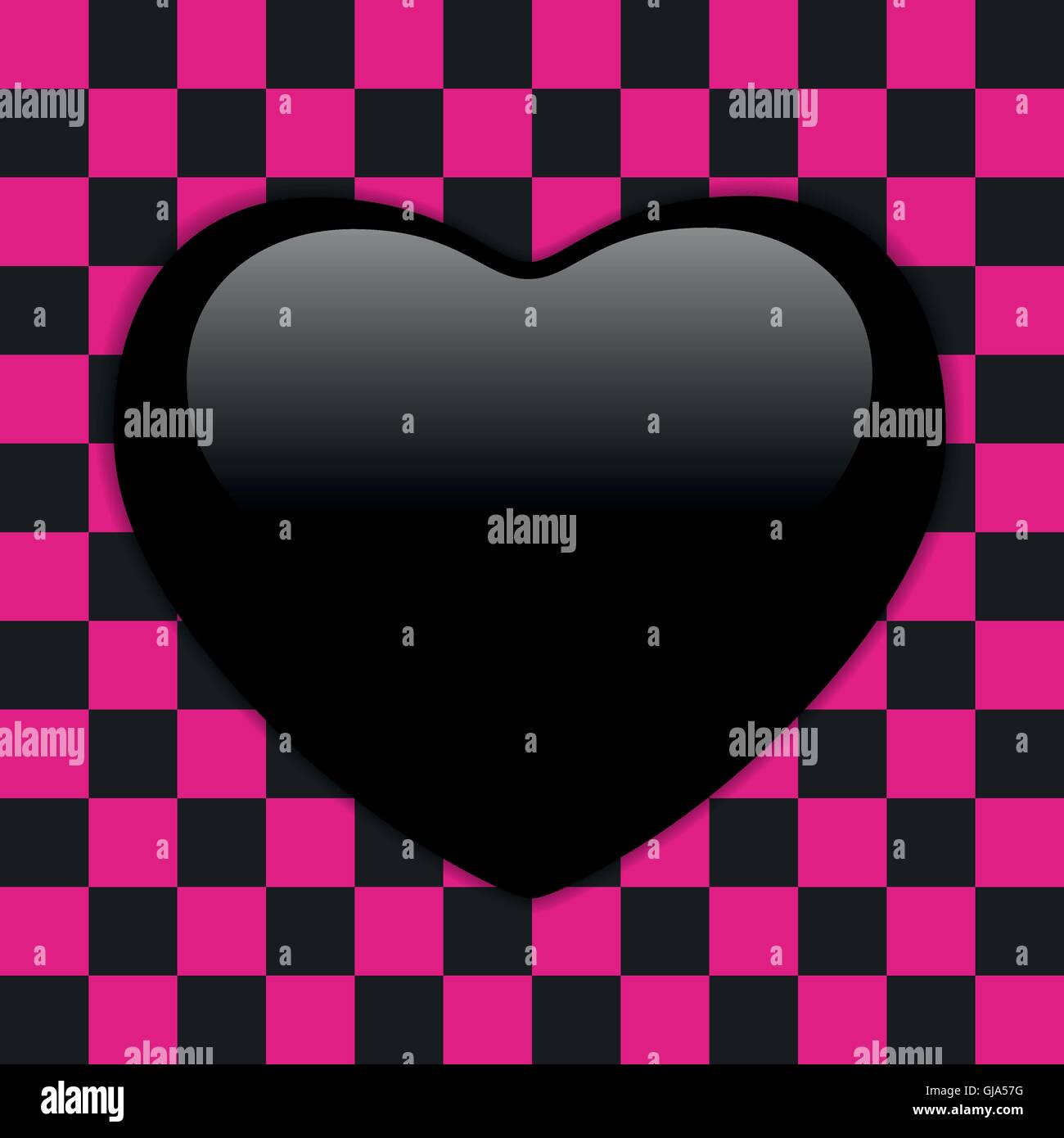 Valentines Day Glossy Emo Heart. Pink and Black Checkers Stock Vector ...