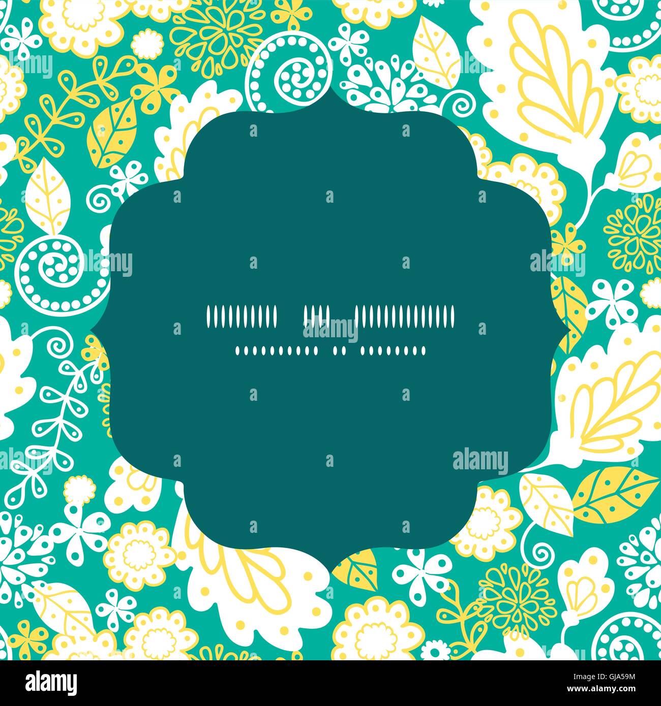 Vector emerald flowerals circle frame seamless pattern backgroun Stock ...