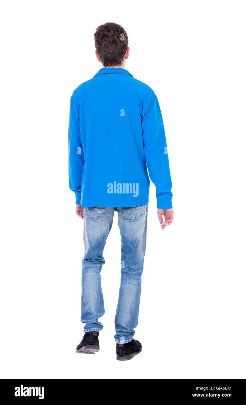 Back view of going handsome man. walking young guy Stock Photo - Alamy