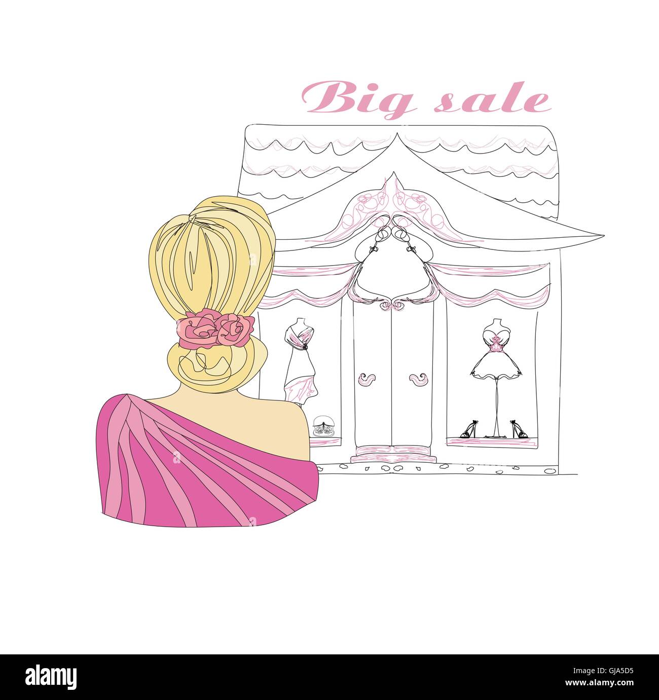 Stylish girl shopping , doodle illustration Stock Vector Image & Art ...
