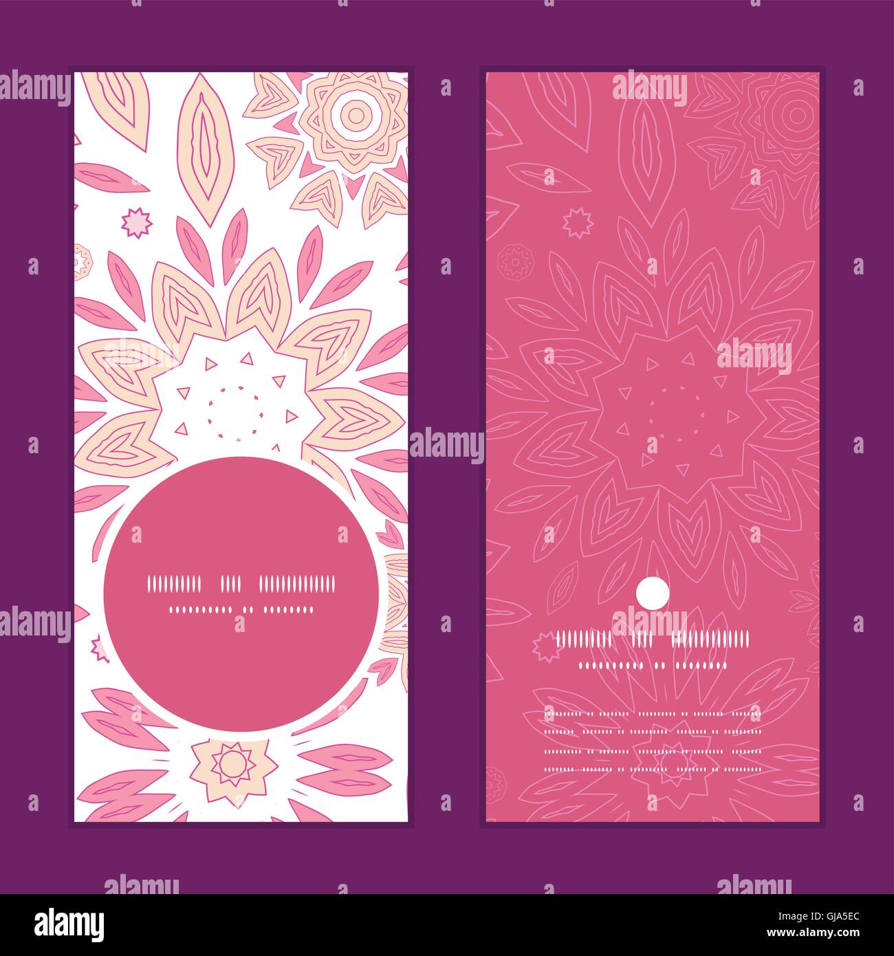 Vector pink abstract flowers vertical round frame pattern invitation ...