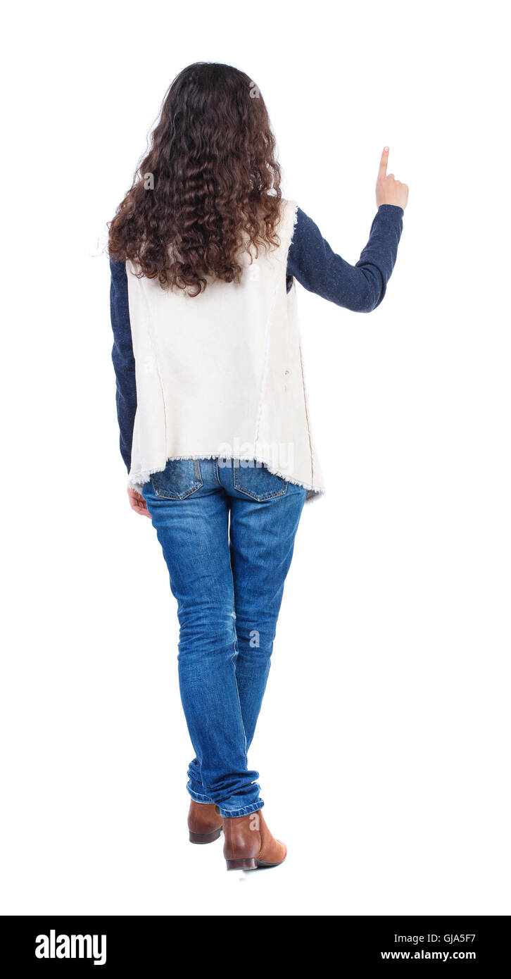 Back view of woman thumbs up Stock Photo - Alamy