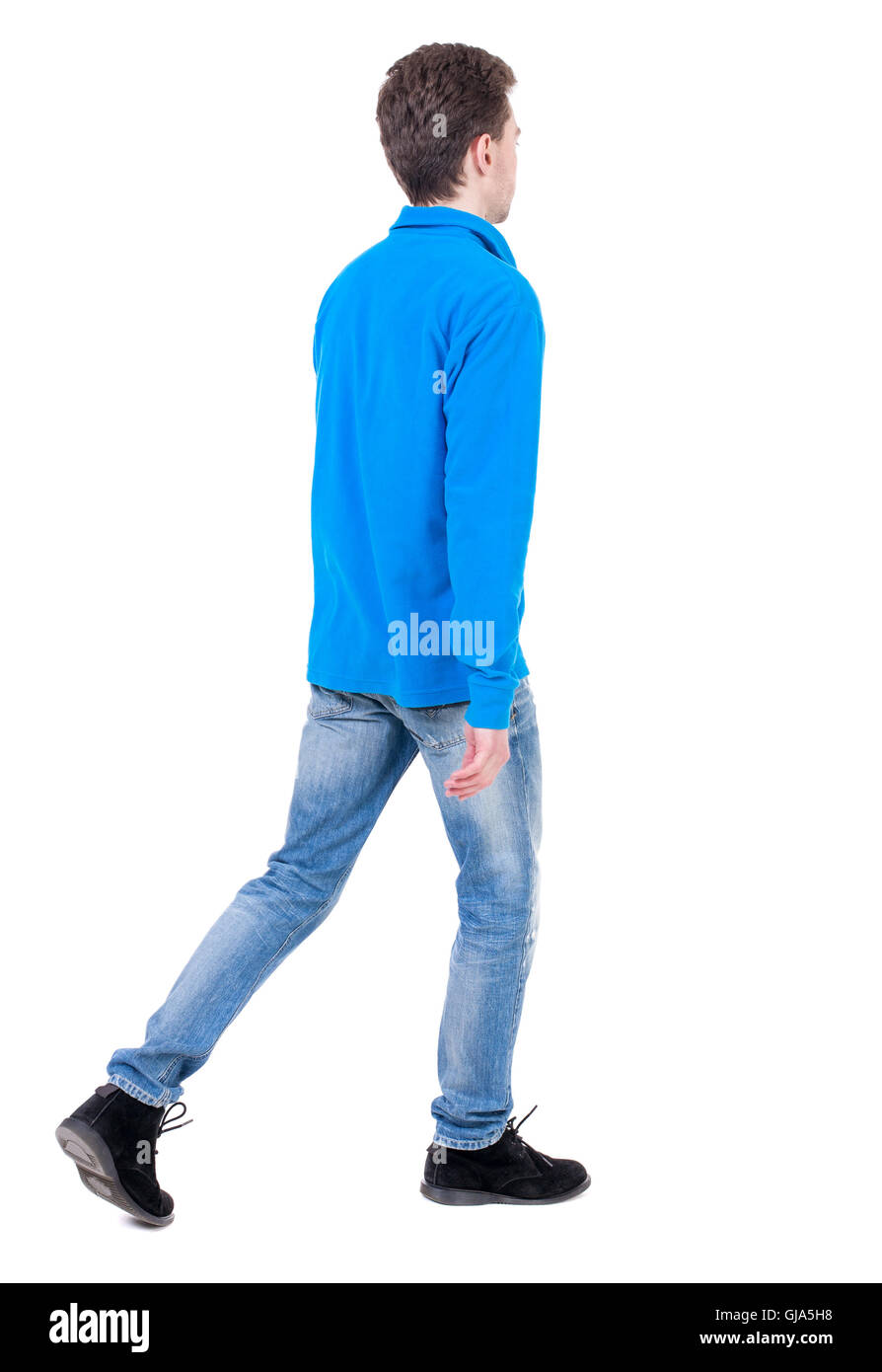 Back view of going handsome man. walking young guy Stock Photo - Alamy