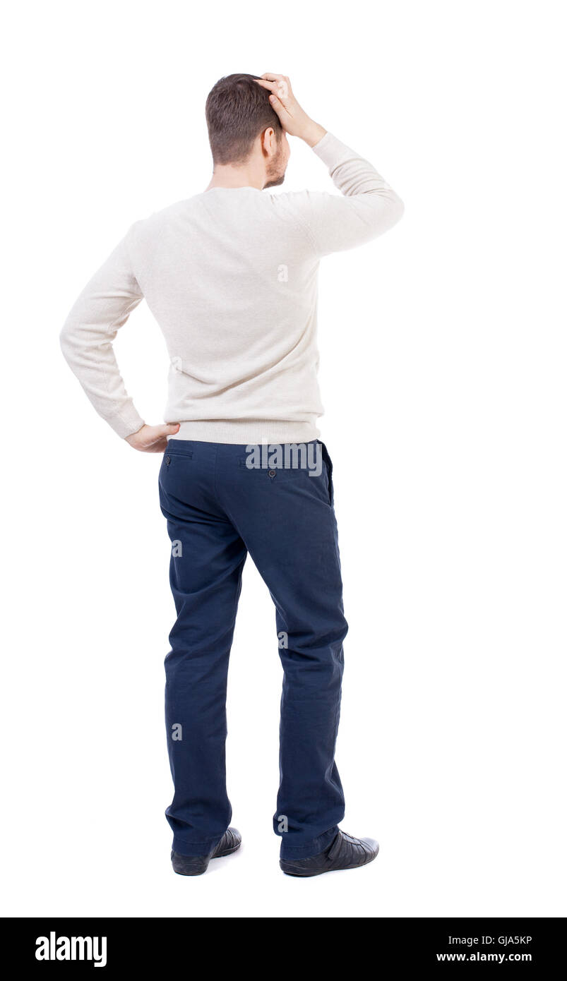 Back view of man . Standing young guy Stock Photo - Alamy