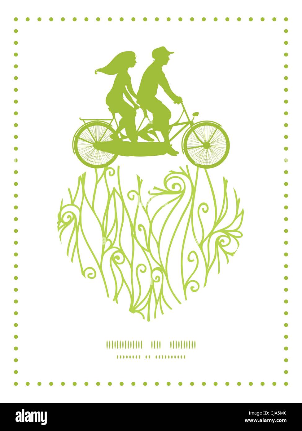 Vector abstract swirls texture couple on tandem bicycle heart ...
