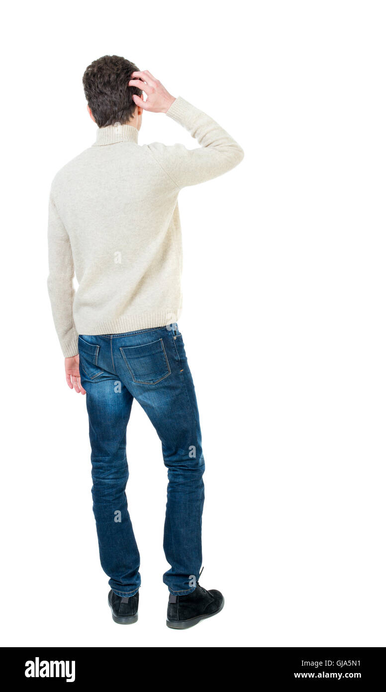 Back view of man . Standing young guy Stock Photo - Alamy