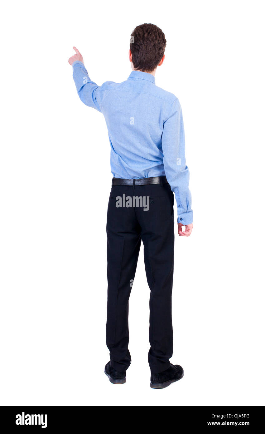 Back view of pointing business man Stock Photo - Alamy