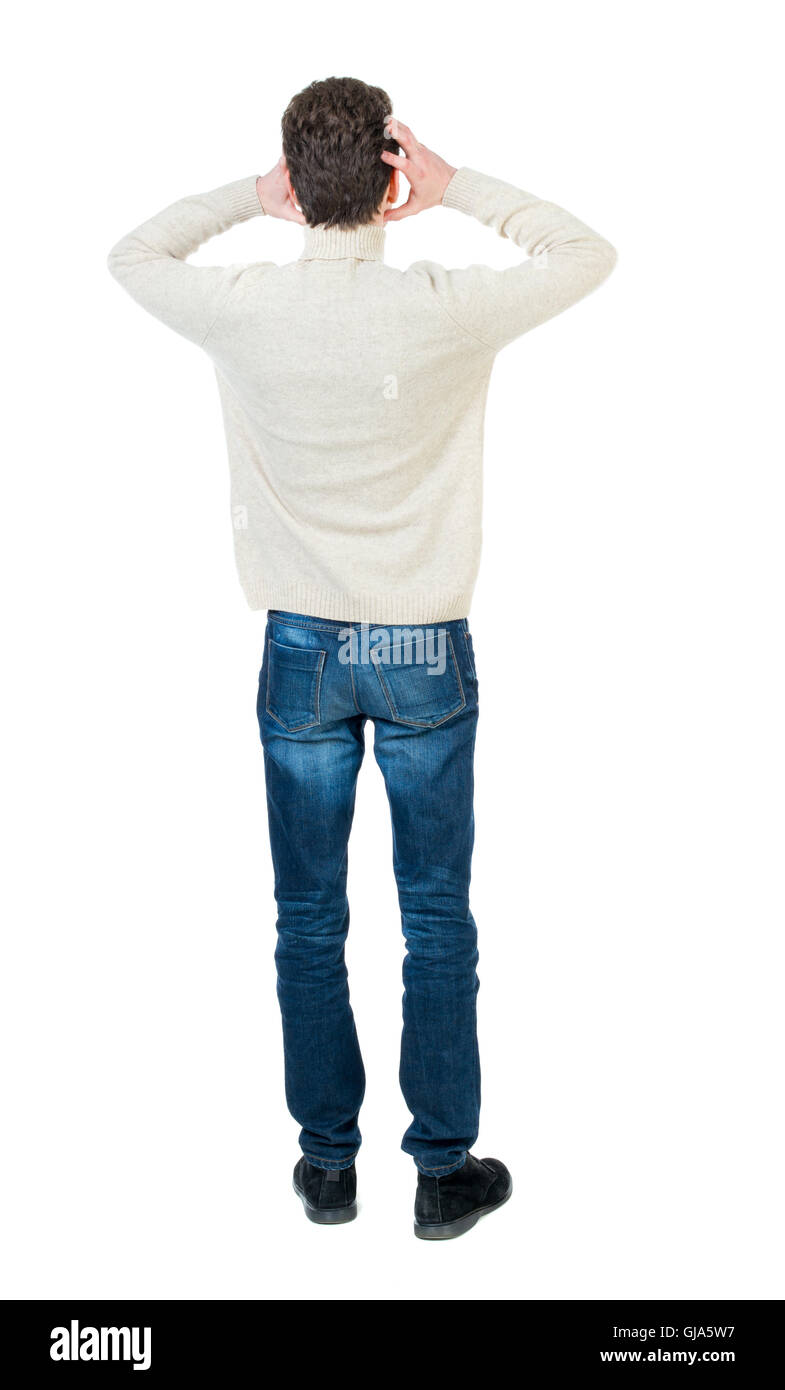 Back view of man . Standing young guy Stock Photo - Alamy