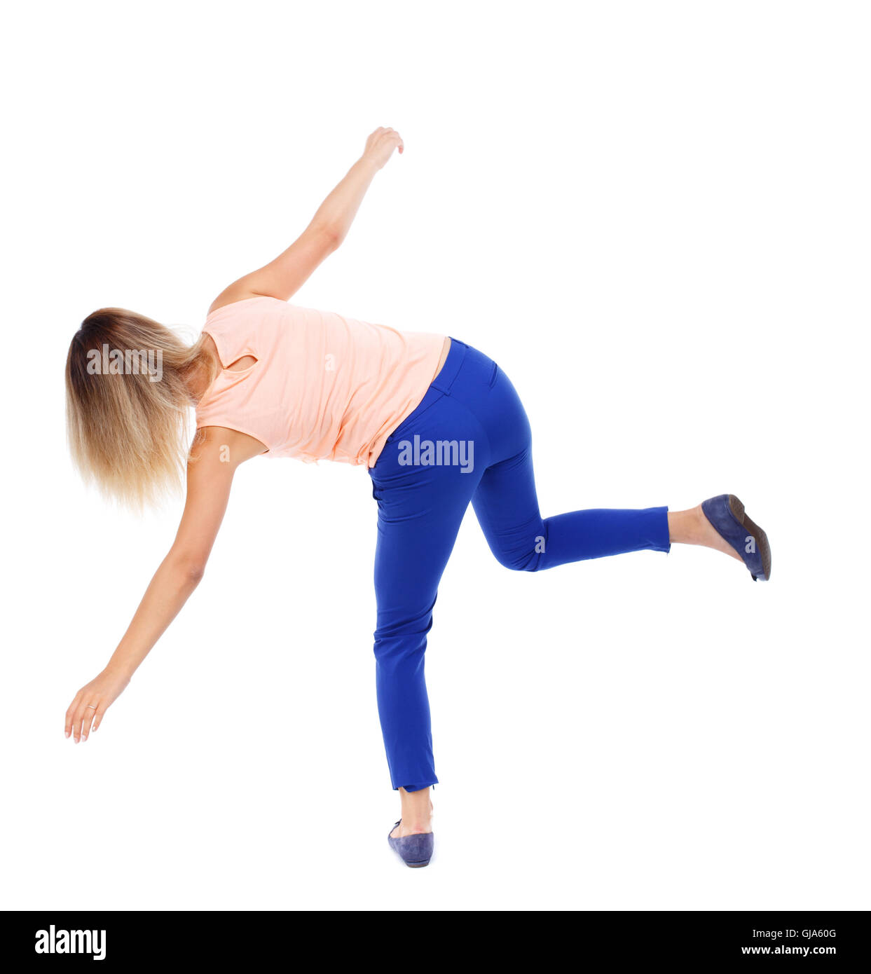 Woman balancing rear view Cut Out Stock Images & Pictures - Alamy