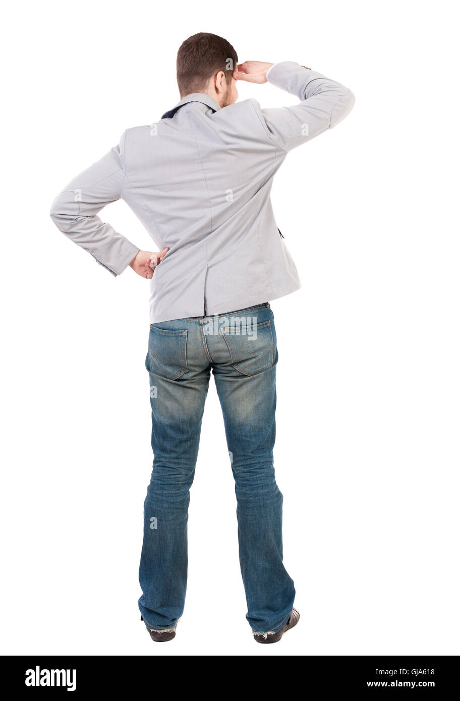 back view of Business man looks Stock Photo - Alamy