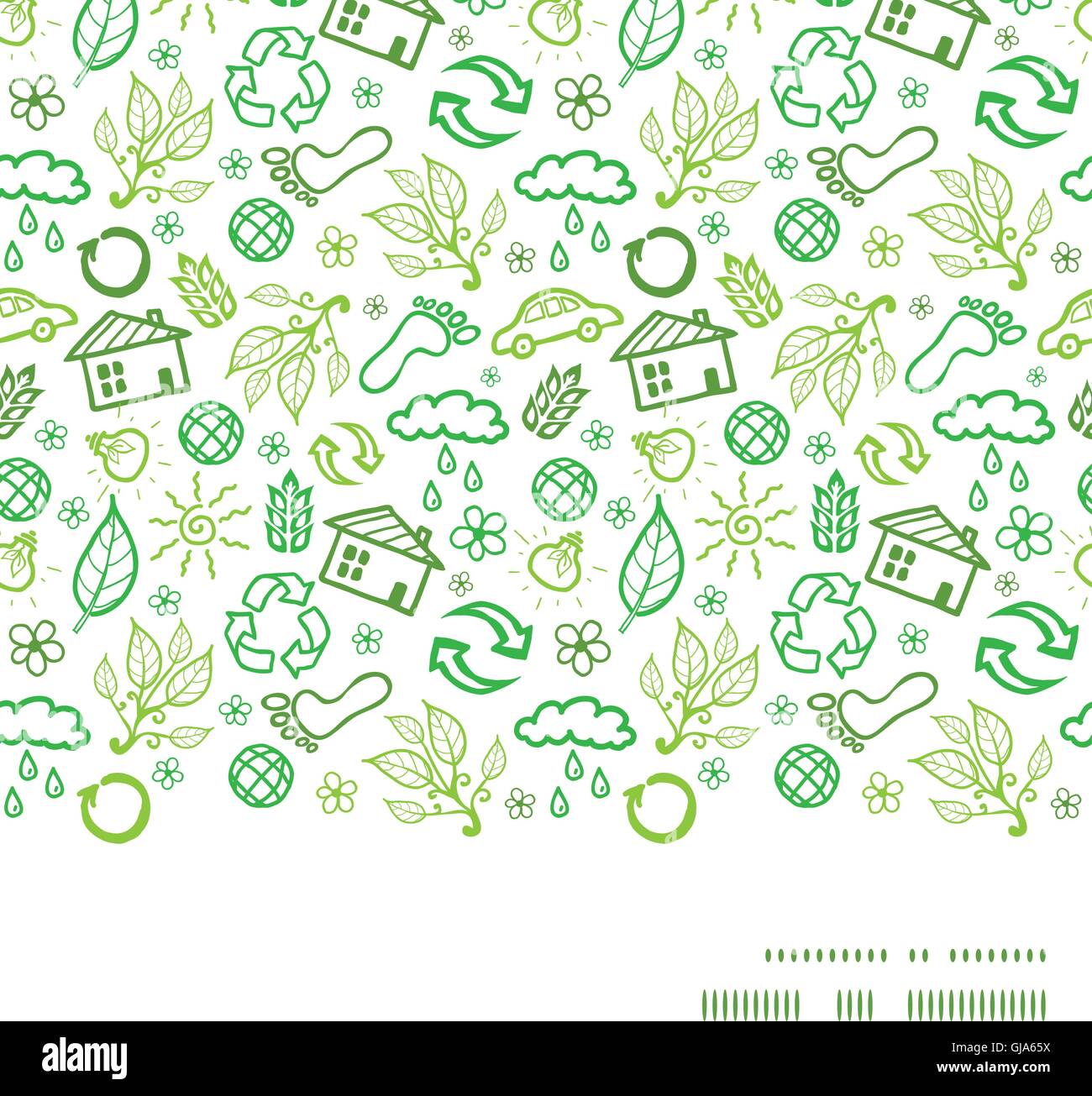 Vector ecology symbols horizontal frame seamless pattern background ...