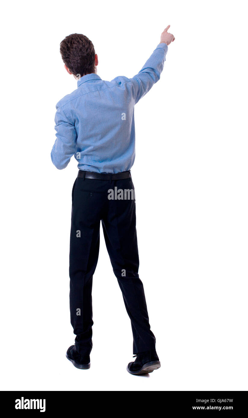 Back view of pointing business man Stock Photo - Alamy