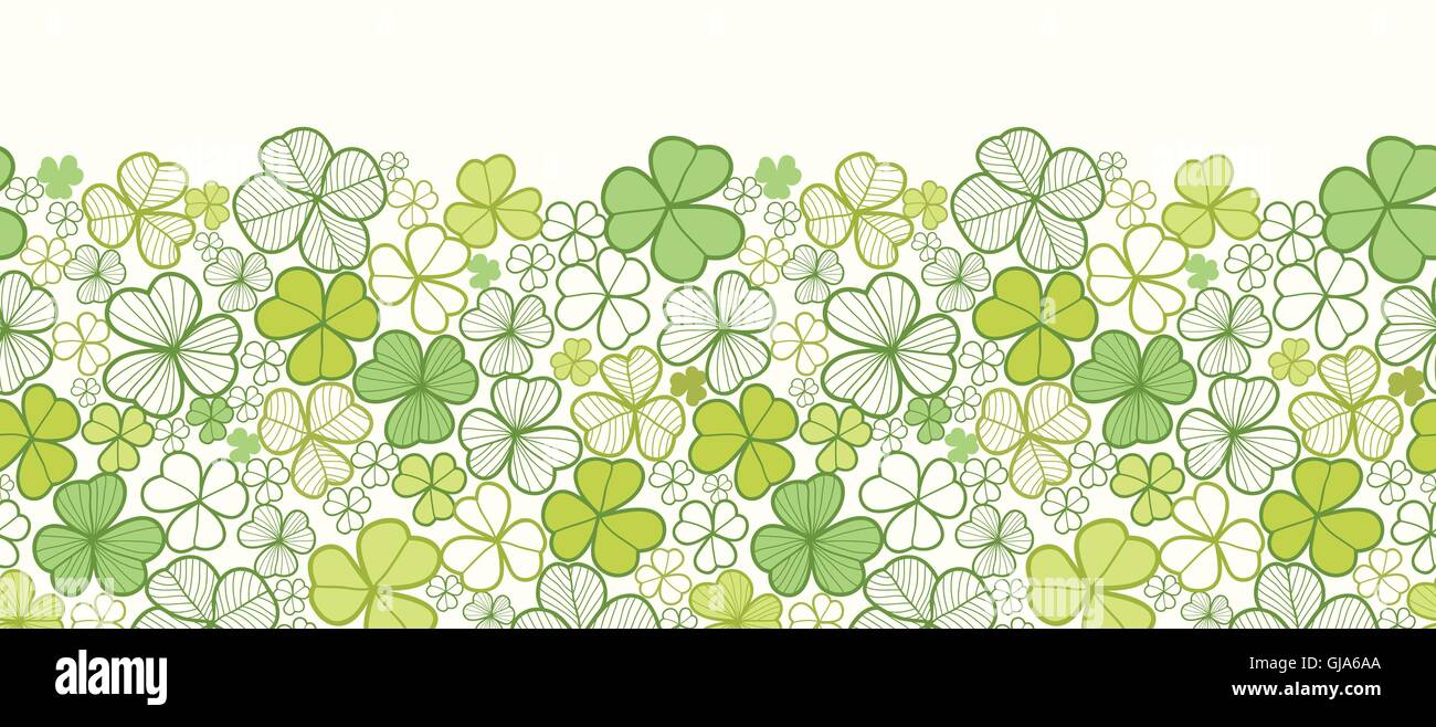 Clover line art horizontal seamless pattern background border Stock ...