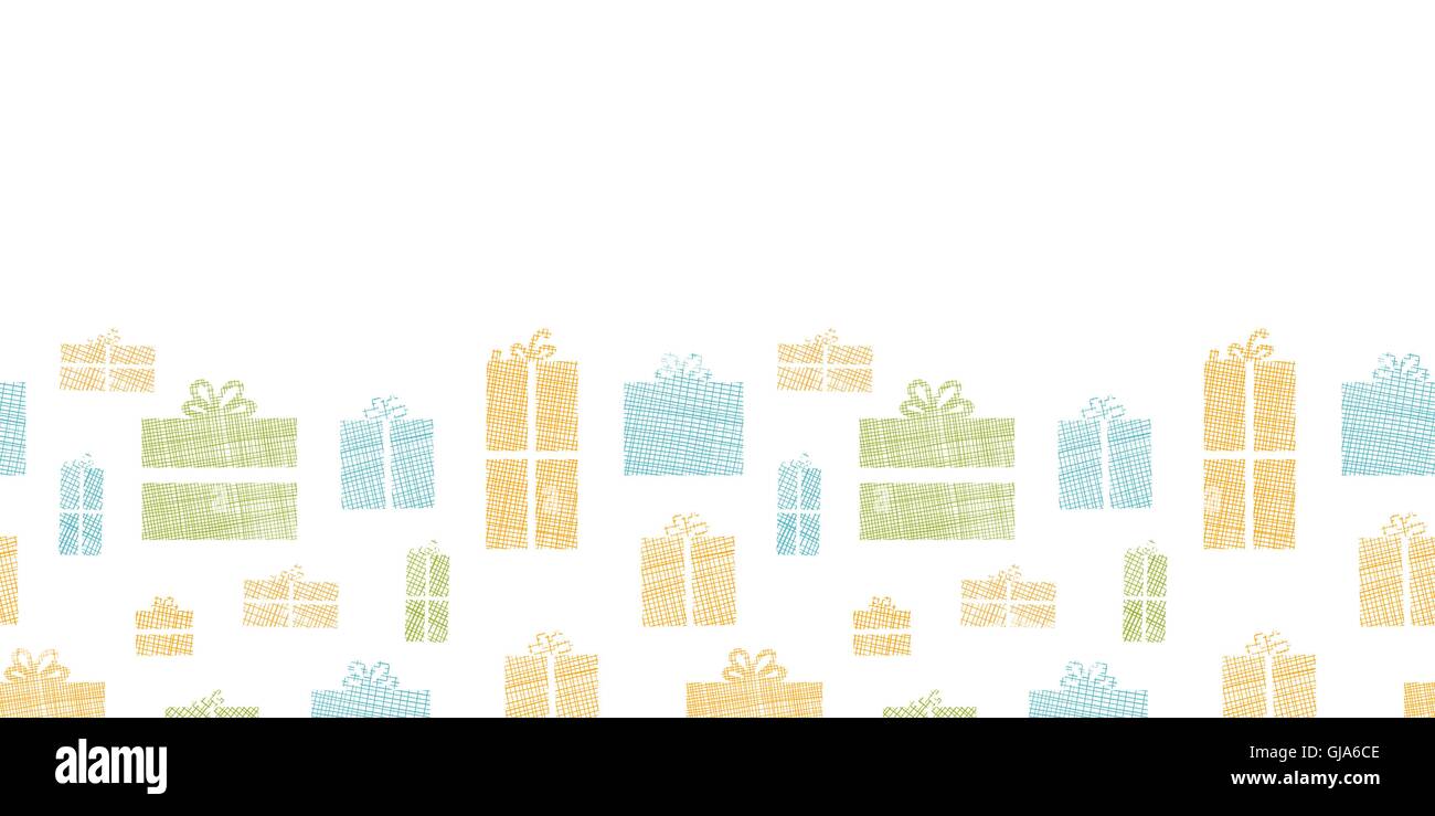 Colorful gift boxes textile texture horizontal border seamless pattern ...