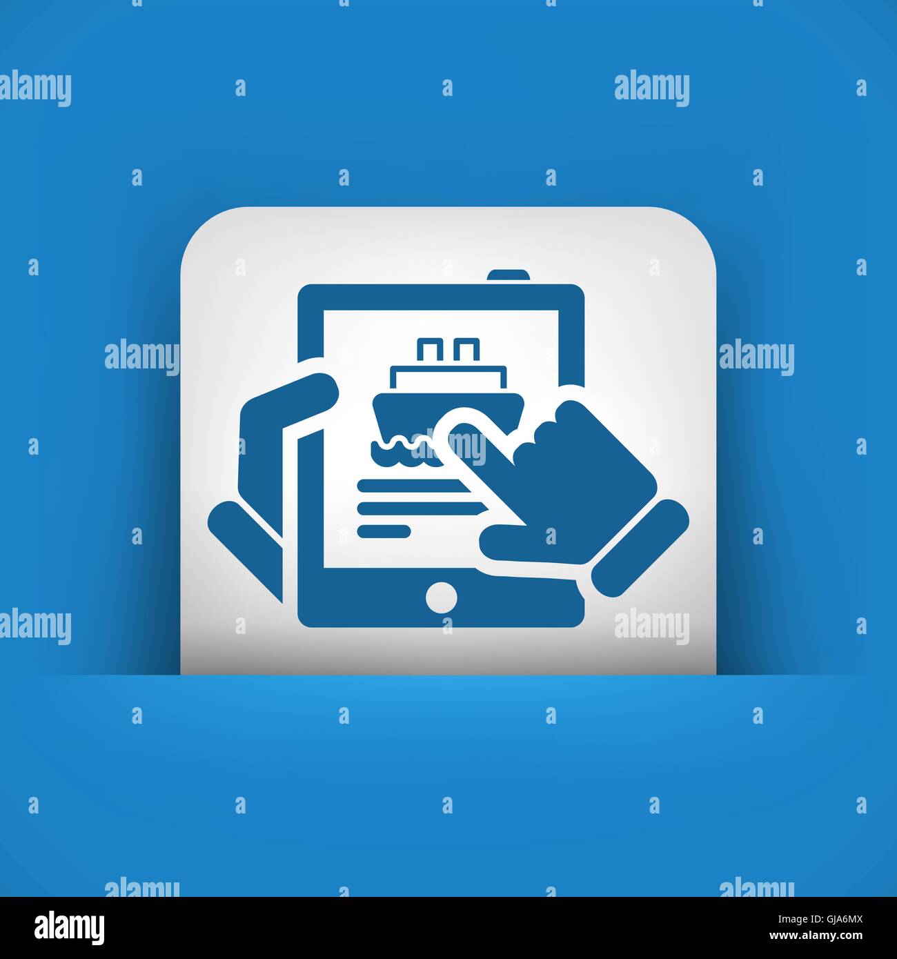 Navy tablet booking icon hi-res stock photography and images - Alamy