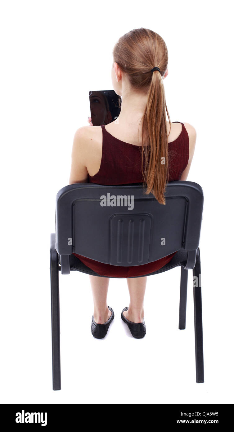 Woman Computer Sitting Rear View Cut Out Stock Images & Pictures - Alamy