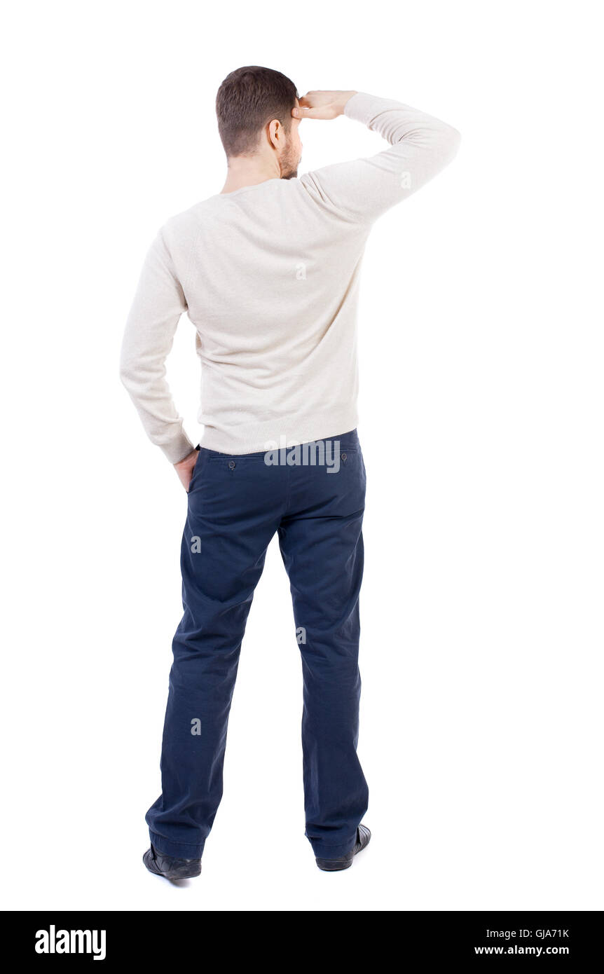 Back view of man . Standing young guy Stock Photo - Alamy